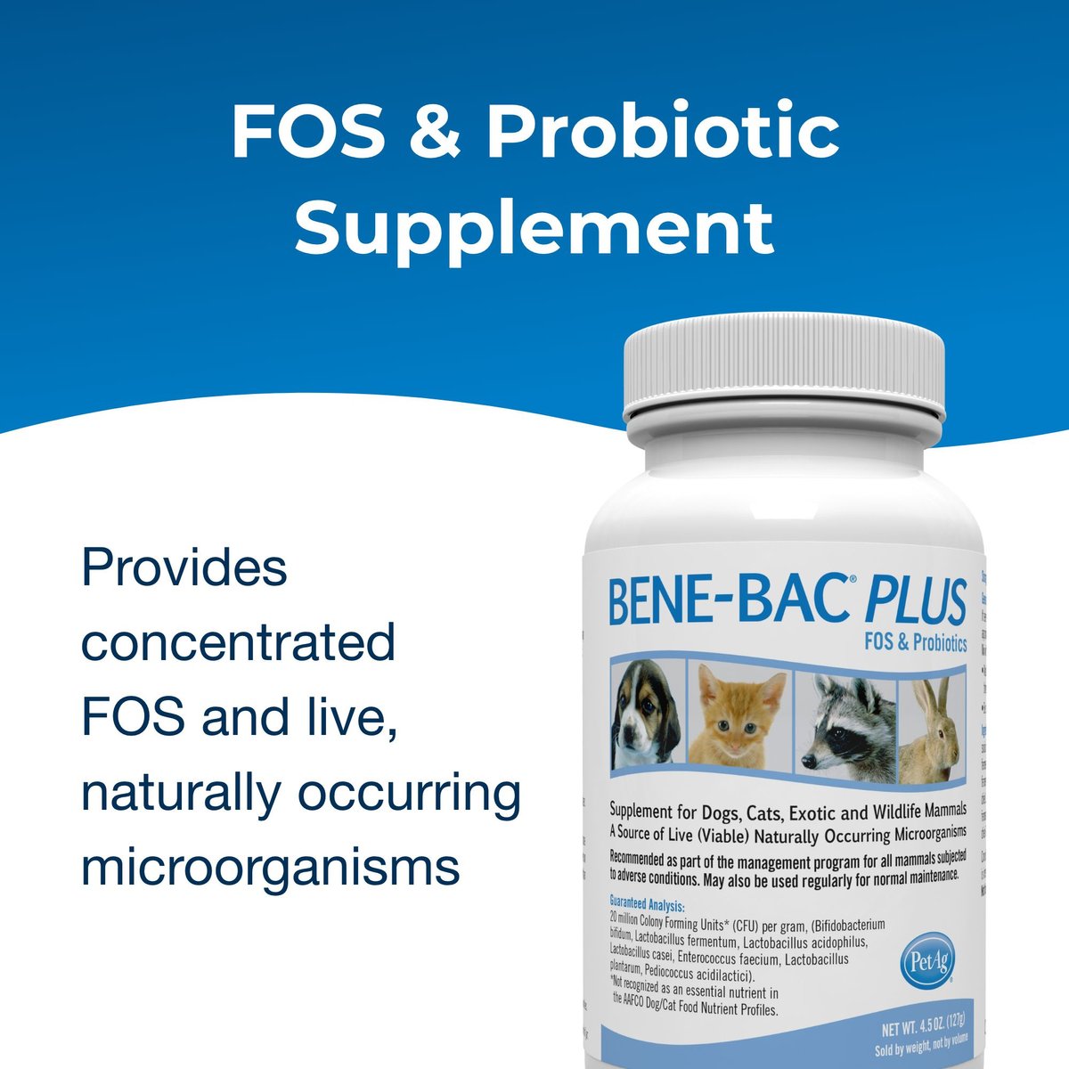 PETAG Bene-Bac Powder FOS & Probiotics for Dogs, Cats, Exotic ...