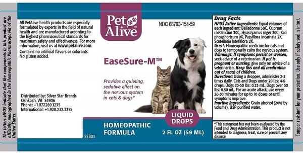 PETALIVE EaseSure-M Homeopathic Medicine for Anxiety for Dogs & Cats, 2 ...