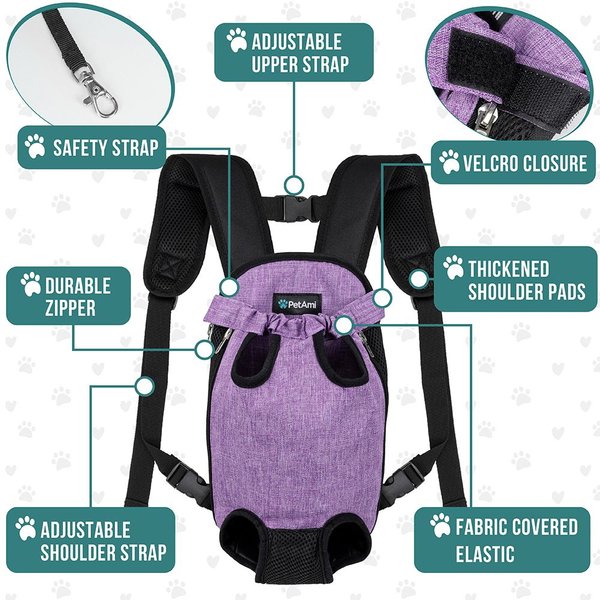 PETAMI Airline Approved Front-Carrier Dog & Cat Carrier, Purple, Large ...