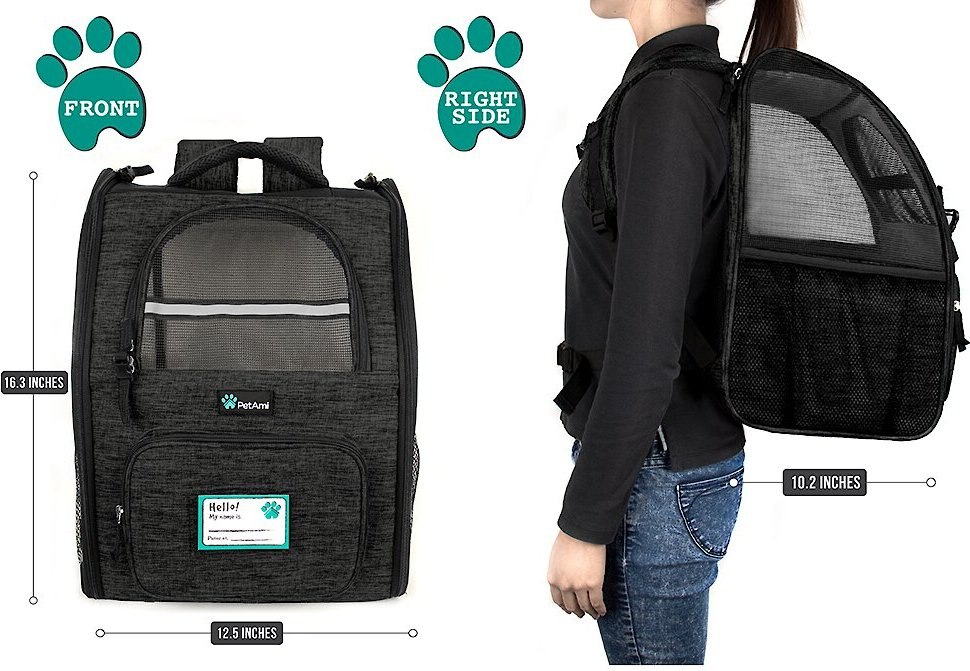 PETAMI Deluxe Backpack Dog & Cat Carrier, Charcoal - Chewy.com