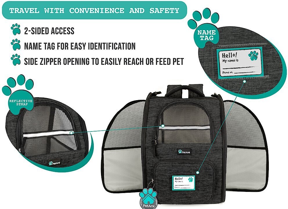 PETAMI Deluxe Backpack Dog & Cat Carrier, Charcoal - Chewy.com