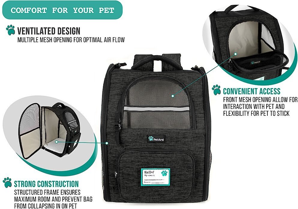 PETAMI Deluxe Backpack Dog & Cat Carrier, Charcoal - Chewy.com