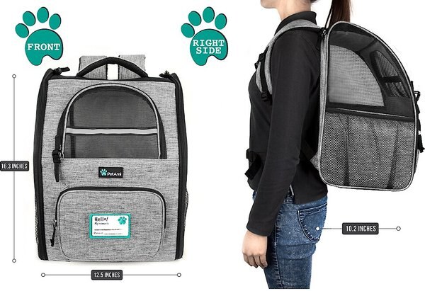 PETAMI Deluxe Backpack Dog & Cat Carrier, Heather Gray - Chewy.com