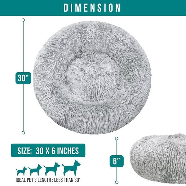PETAMI Donut Cat & Dog Bed, Light Gray, Medium - Chewy.com