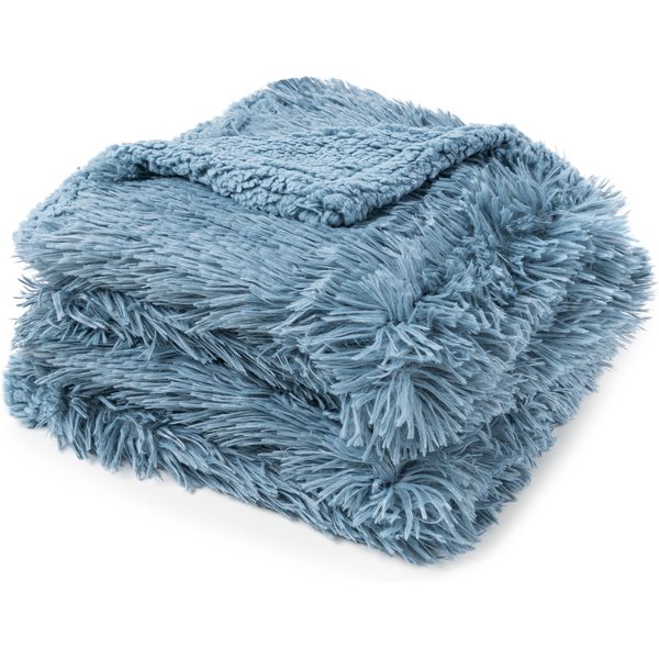 FURHAVEN Polyester Long Fur & Velvet Dog Blanket, Gray, Medium - Chewy.com