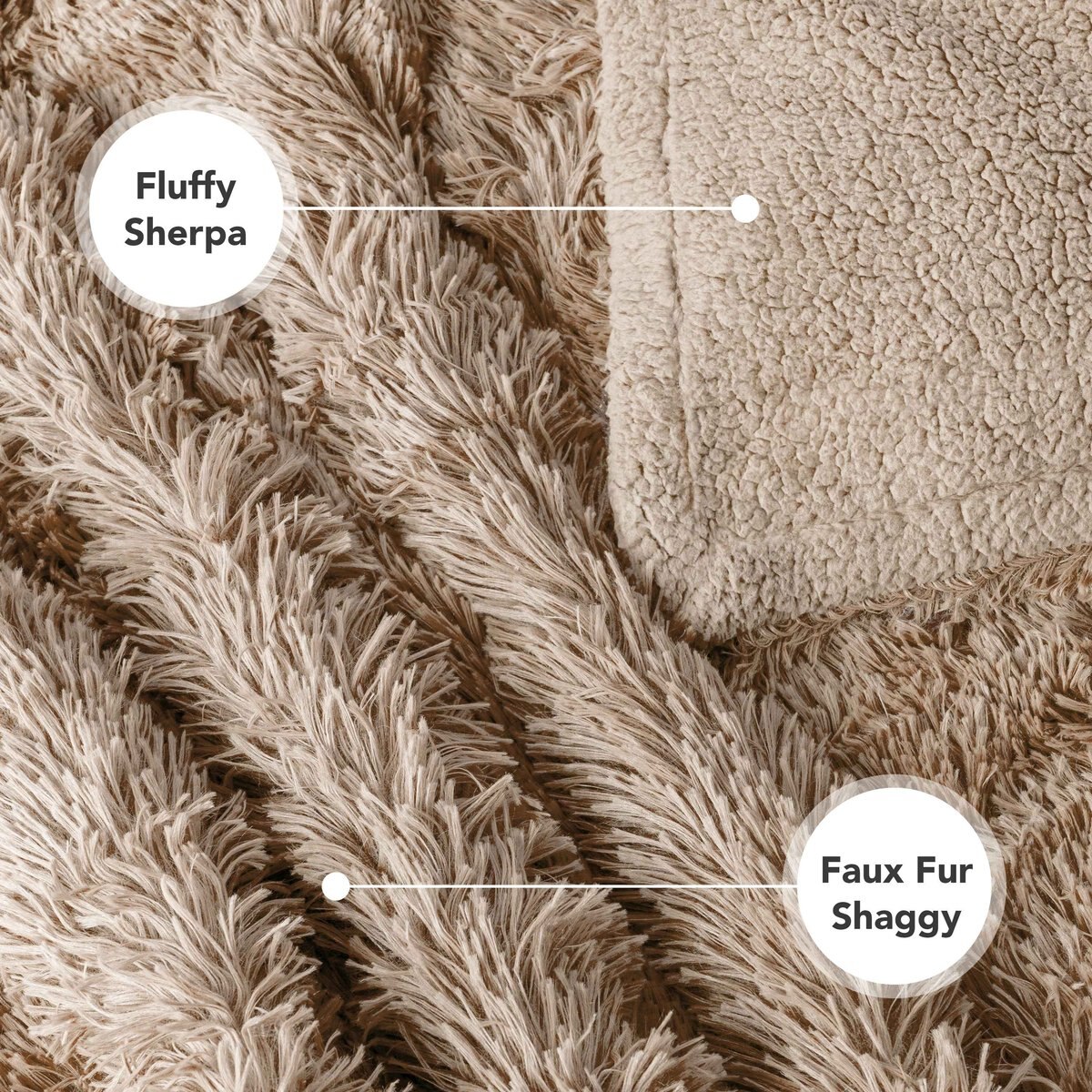 PETAMI Furry Faux Fur Waterproof Cat & Dog Blanket, Taupe, X-Large ...