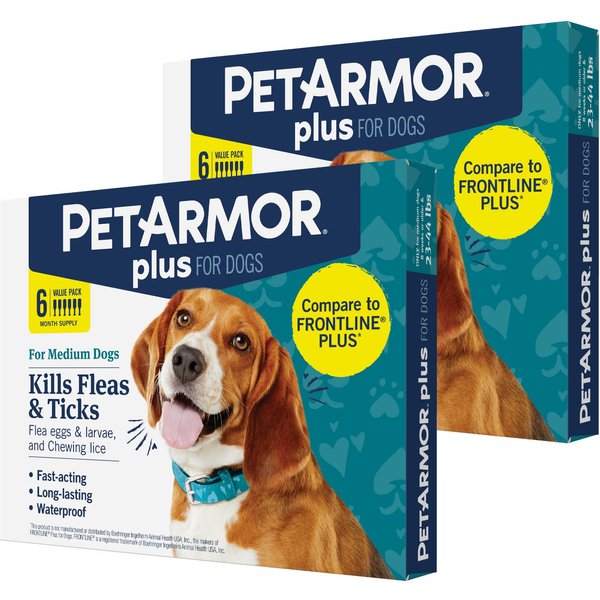 PETARMOR Plus Flea & Tick Spot Treatment for Dogs, 23-44 lbs, 12 Doses ...