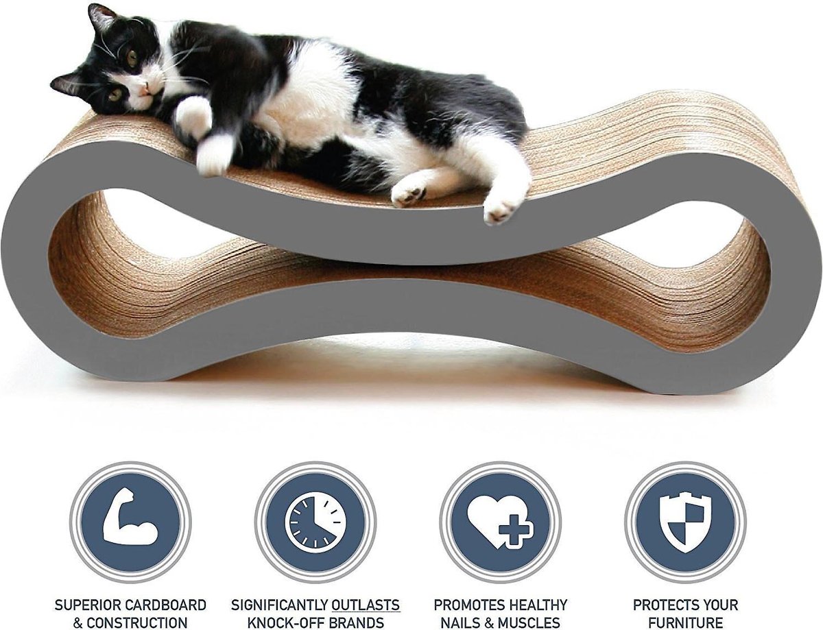 PETFUSION Ultimate Cat Scratcher Lounge Toy with Catnip, Slate Gray ...