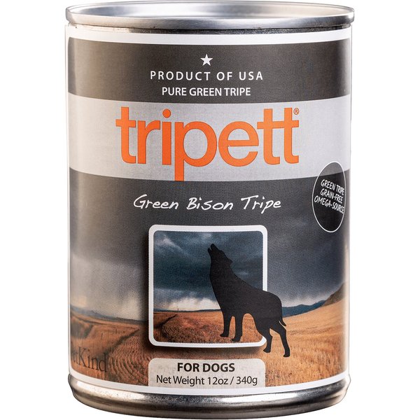 PETKIND Tripett Green Bison Tripe Grain-Free Canned Dog Food, 12.8-oz ...