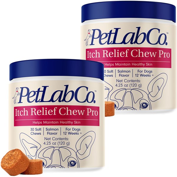 PETLAB CO. Itch Relief Chew Pro Salmon Flavored Soft Chew Skin & Allergy Supplement for Dogs, 30 ...