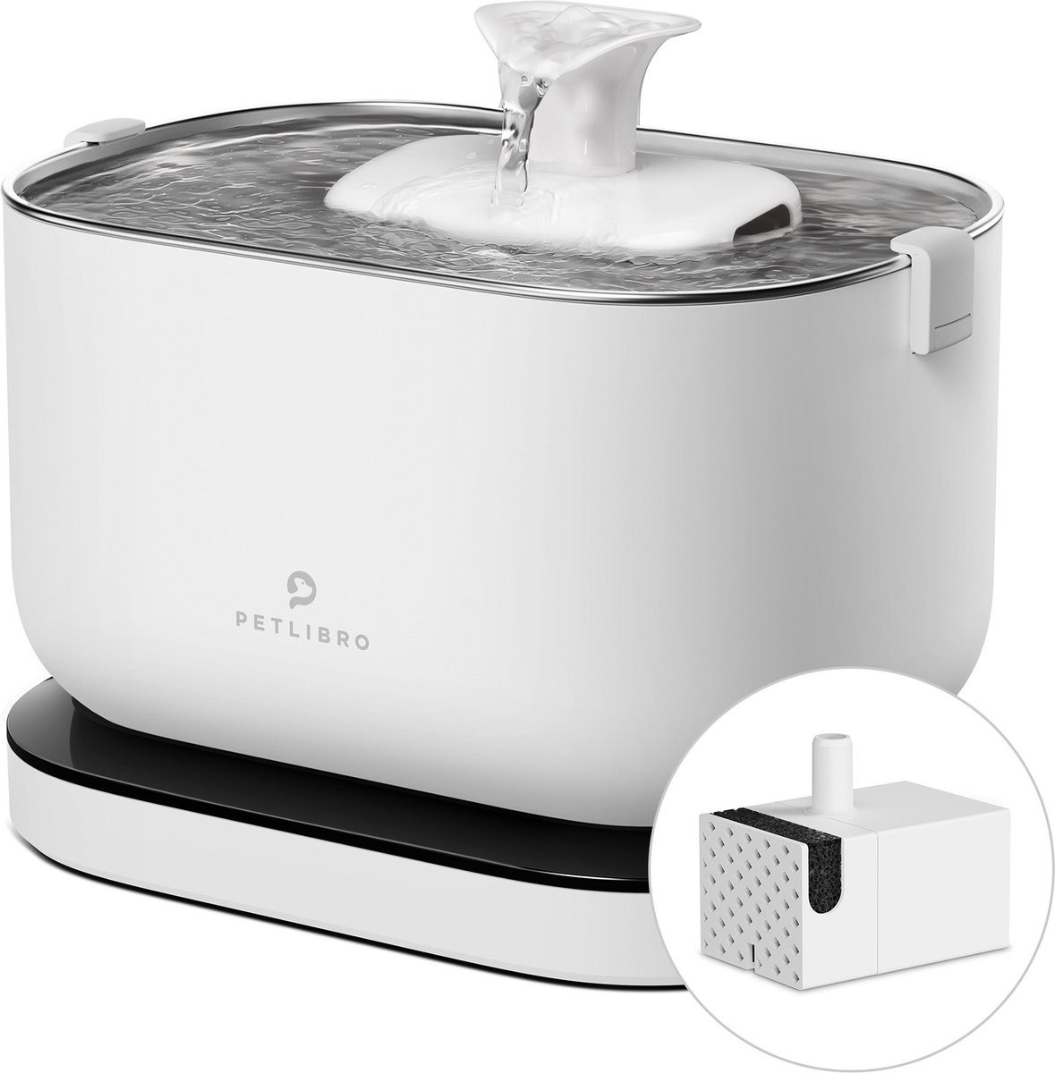 PETLIBRO Dockstream Battery Operated Cat Water Fountain + 1 Replacement Wireless Pump, White, 84 ...