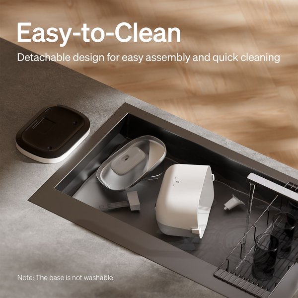 PETLIBRO Dockstream Battery Operated Cat Water Fountain + 1 Replacement Wireless Pump, White, 84 ...