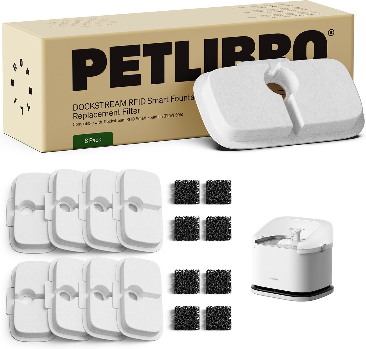 PETLIBRO Dockstream RFID Fountain Replacement Filter, 8 count - Chewy.com