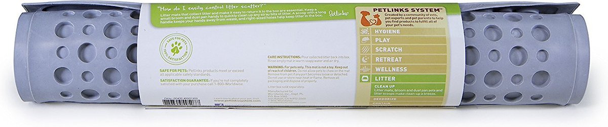 PETLINKS Purrfect Paws Cat Litter Mat, Medium, Gray - Chewy.com