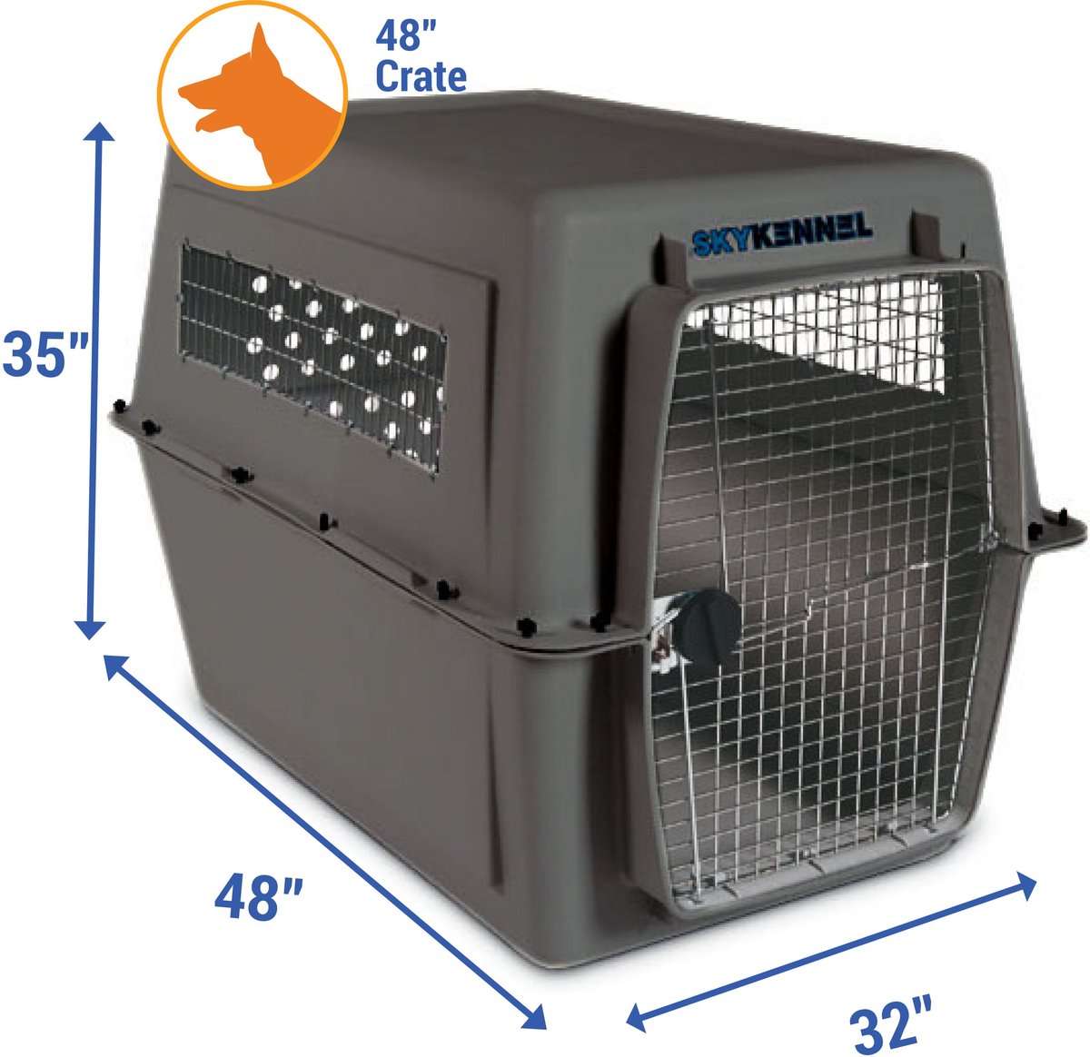 PETMATE Sky Dog & Cat Kennel, Gray, 48 inches, 90-125-lbs - Chewy.com