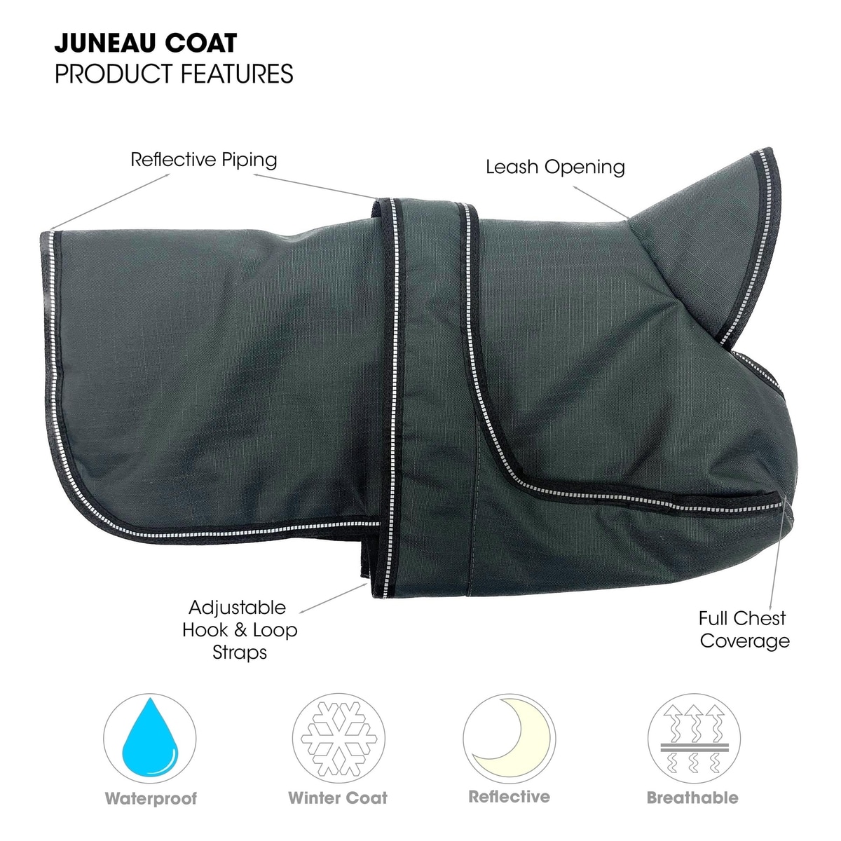PETRAGEOUS DESIGNS Juneau Insulated Dog Jacket, Gray, Medium - Chewy.com