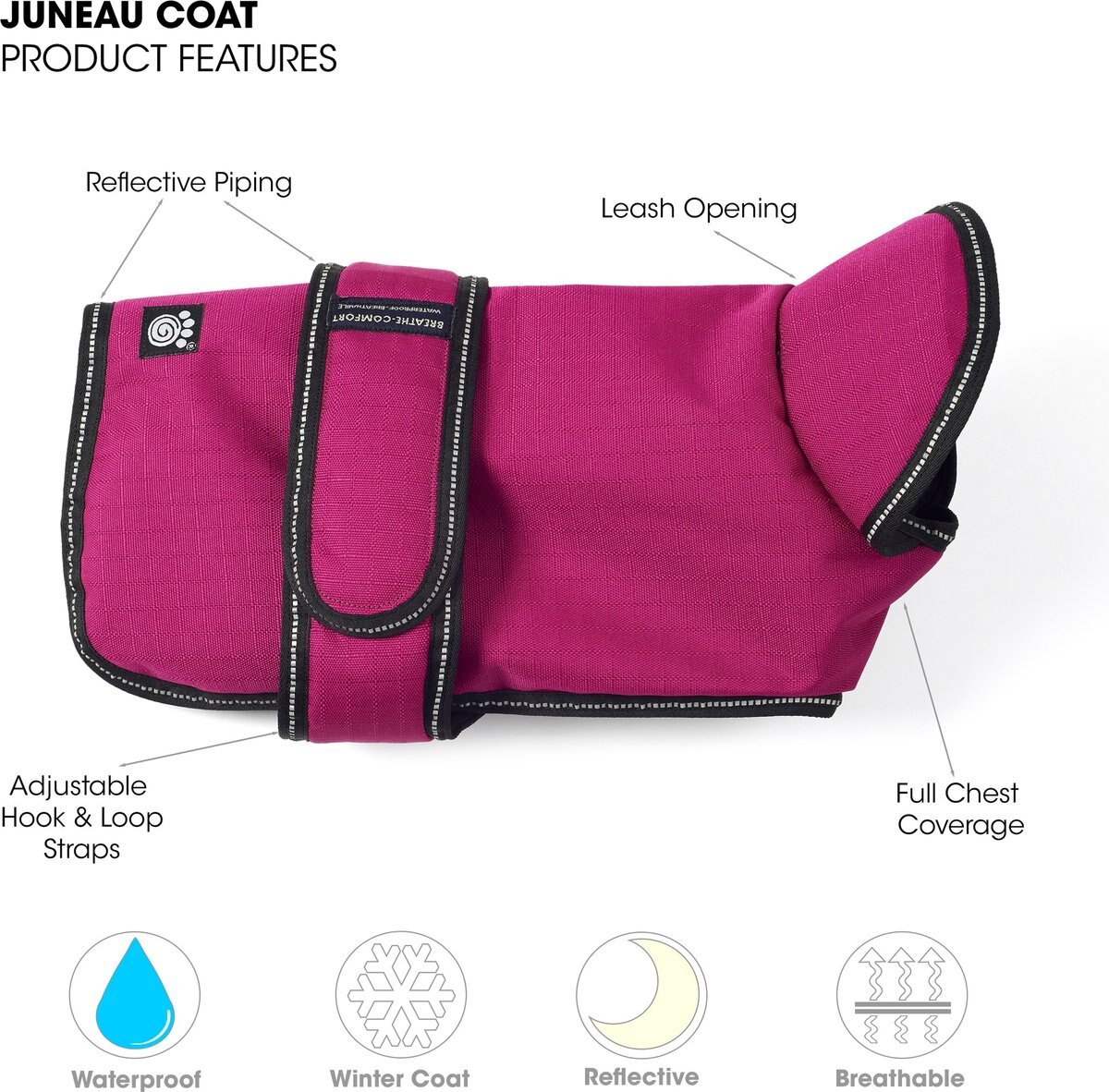 PETRAGEOUS DESIGNS Juneau Insulated Dog Jacket, Magenta, Medium - Chewy.com