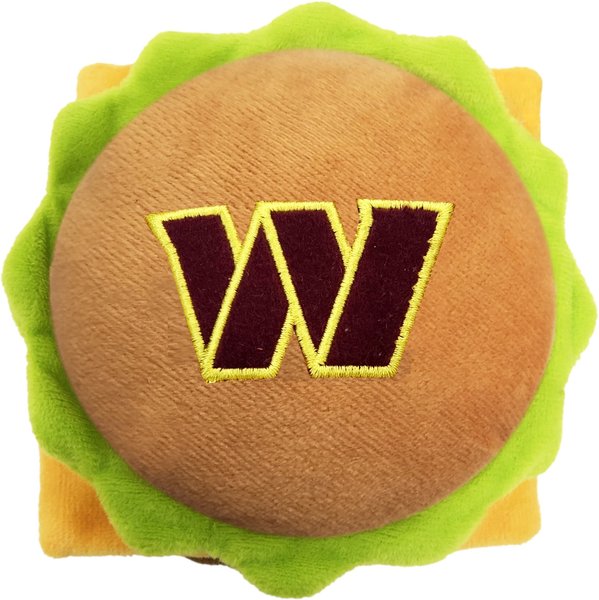 PETS FIRST Hamburger Squeaky Dog Chew Toy, Washington Commanders ...