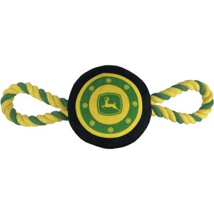 PETS FIRST John Deere Plush Tire Tough Squeaky Dog Chew Toy with Rope ...