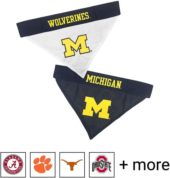 PETS FIRST NCAA Reversible Dog & Cat Bandana, Michigan Wolverines ...