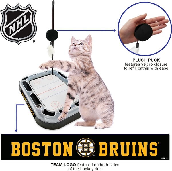 PETS FIRST NHL Hockey Rink Cat Scratcher Toy with Catnip, Boston Bruins ...