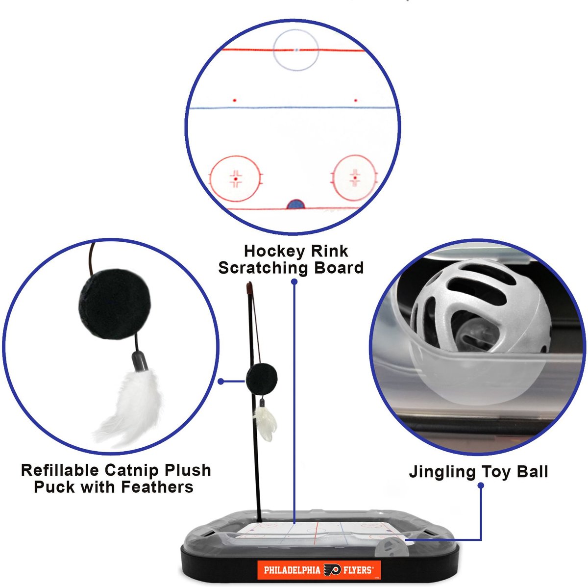 PETS FIRST NHL Hockey Rink Cat Scratcher Toy with Catnip, Philadelphia ...