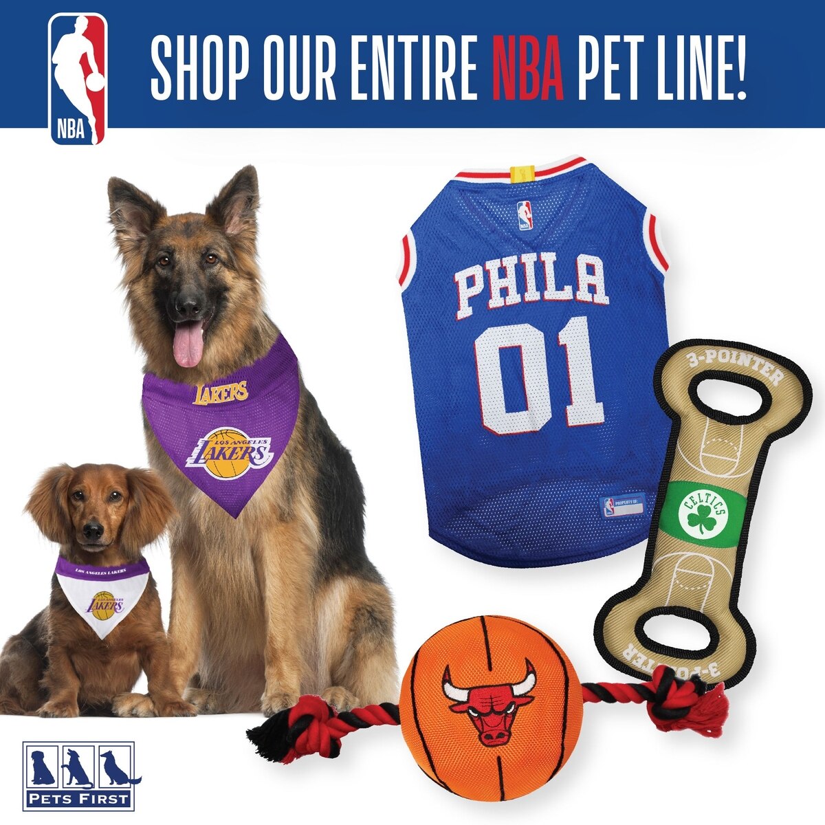 PETS FIRST NBA Basketball Tough Squeaky Plush Dog Chew Toy, Golden ...