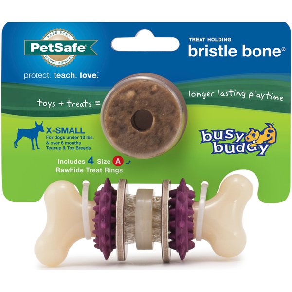 PETSAFE Busy Buddy Bristle Bone Treat Dispenser Tough Dog Chew Toy, X ...