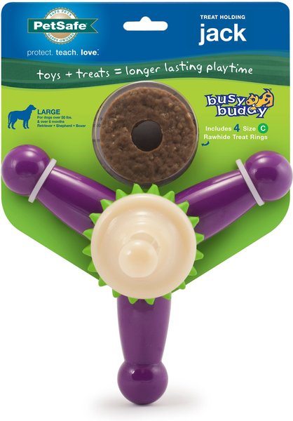 PETSAFE Busy Buddy Jack Treat Dispenser Tough Dog Chew Toy, Large ...