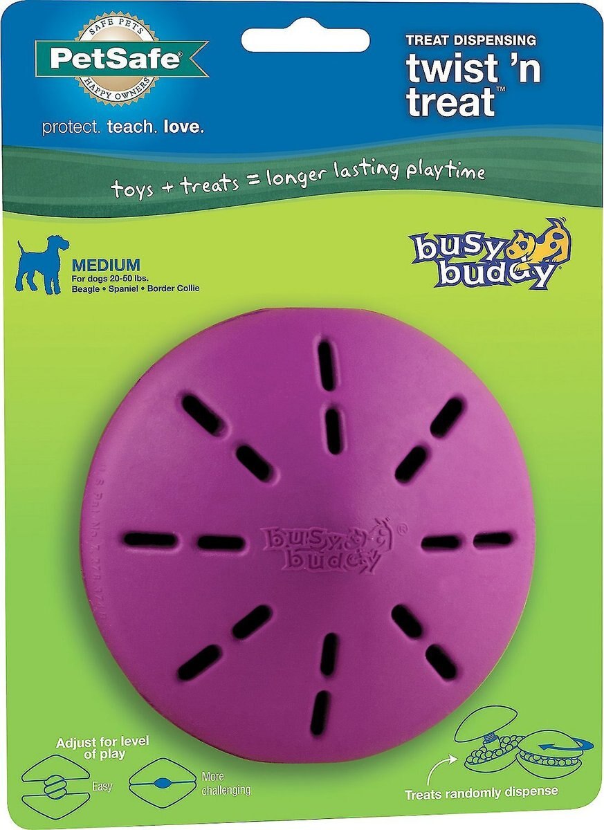 PETSAFE Busy Buddy Twist 'n Treat Treat Dispenser Dog Toy, Medium ...