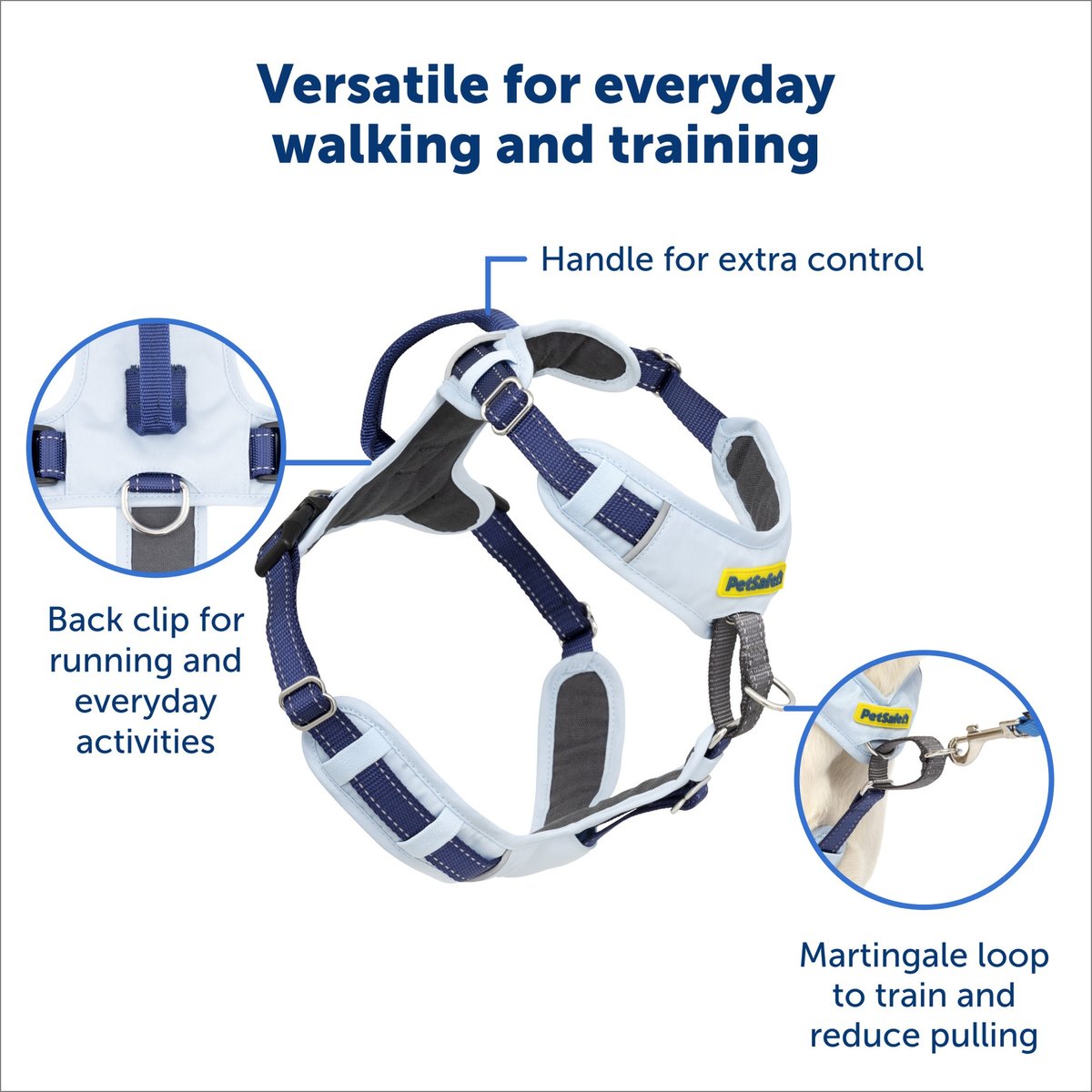 PETSAFE Easy Walk Comfort Reflective No Pull Dog Harness, Blue, Small ...