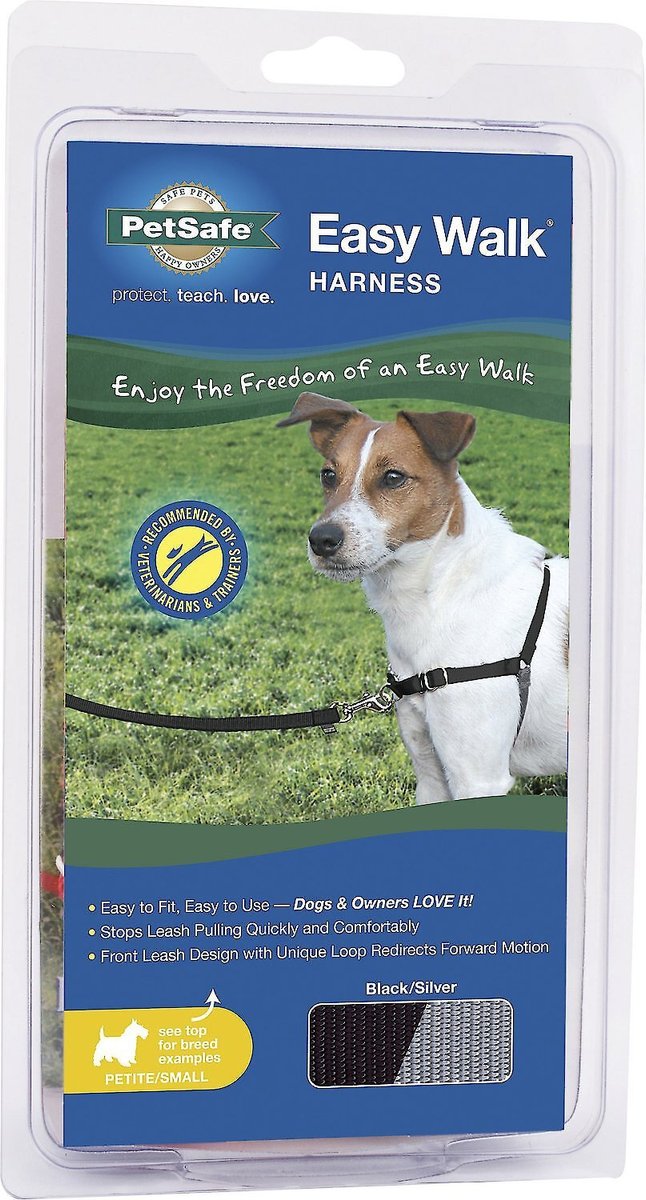PETSAFE Easy Walk Dog Harness, Black/Silver, Petite/Small - Chewy.com