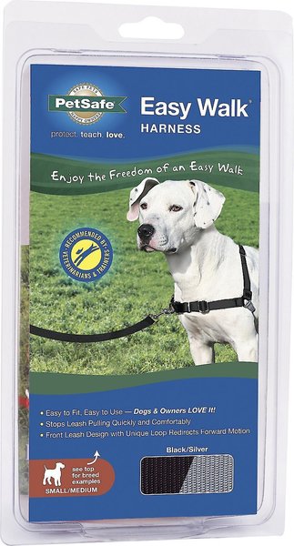 PETSAFE Easy Walk Dog Harness, Black/Silver, Small/Medium - Chewy.com