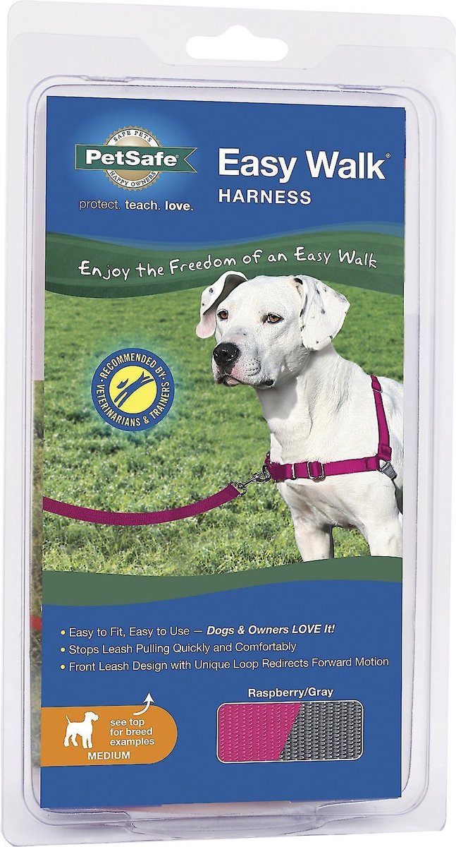 PETSAFE Easy Walk Dog Harness, Raspberry/Gray, Medium - Chewy.com