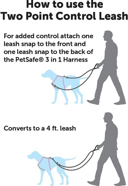 PETSAFE Two Point Control Nylon Reflective Dog Leash, Black/Gray ...