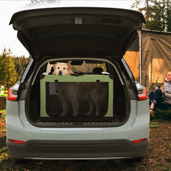 PETSFIT 3 Mesh Door Collapsible Soft-Sided Dog Kennel, Green, 36 inch ...