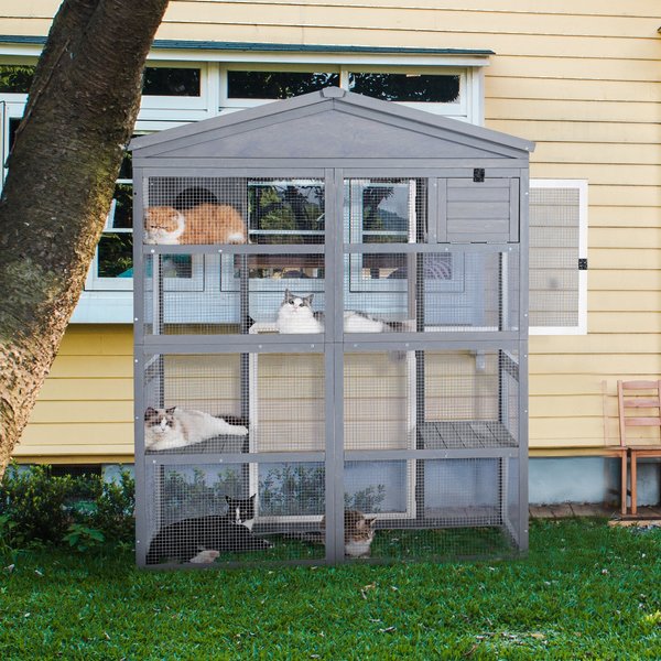 PAWHUT Catio Playground Cat Window Box Outdoor Cat House, Gray - Chewy.com