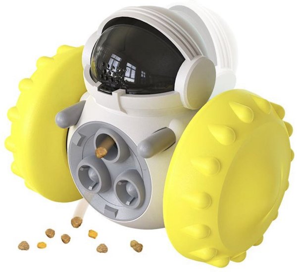 PIGGY POO AND CREW Robot Treat Dispensing Farm Toy, Medium, Yellow ...