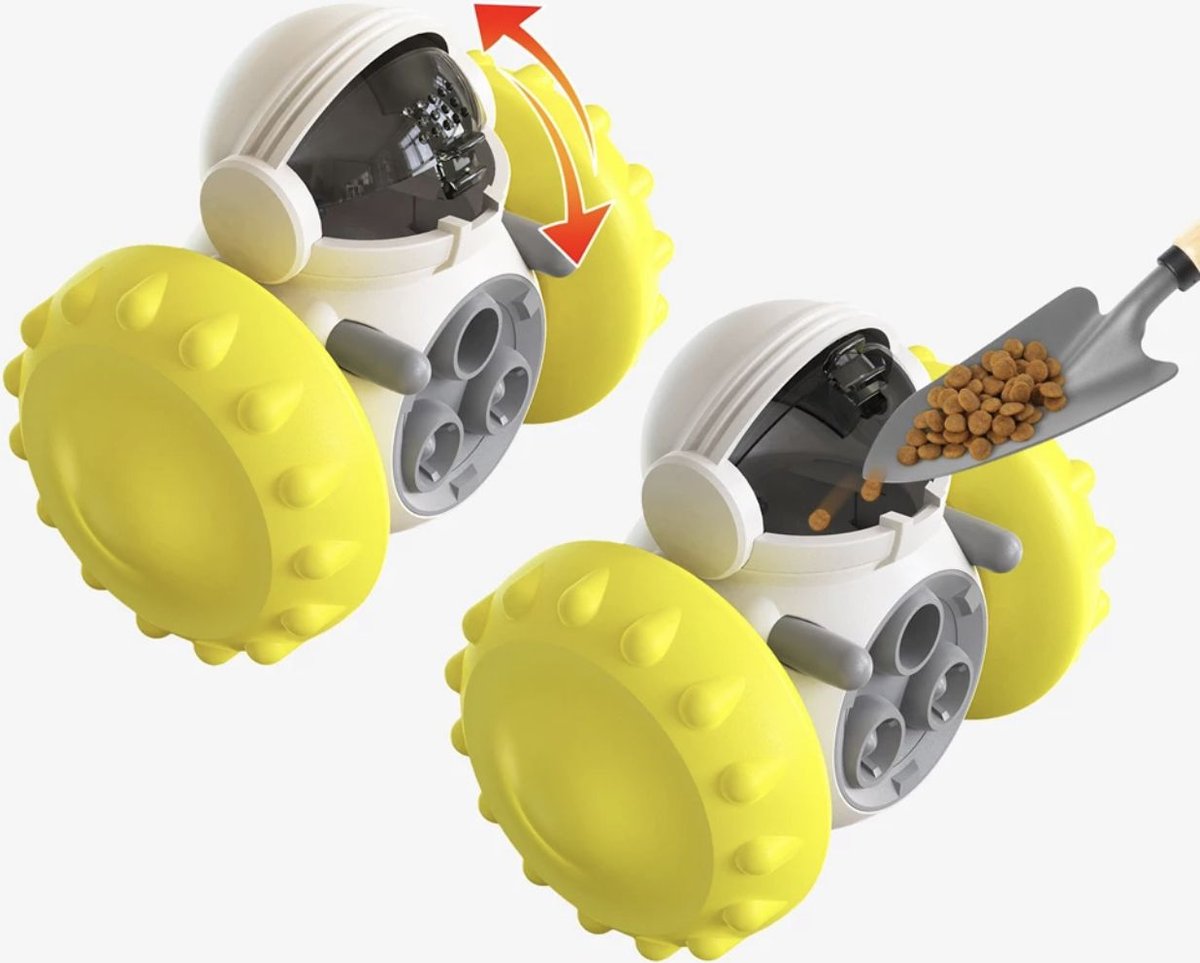 PIGGY POO AND CREW Robot Treat Dispensing Farm Toy, Medium, Yellow ...