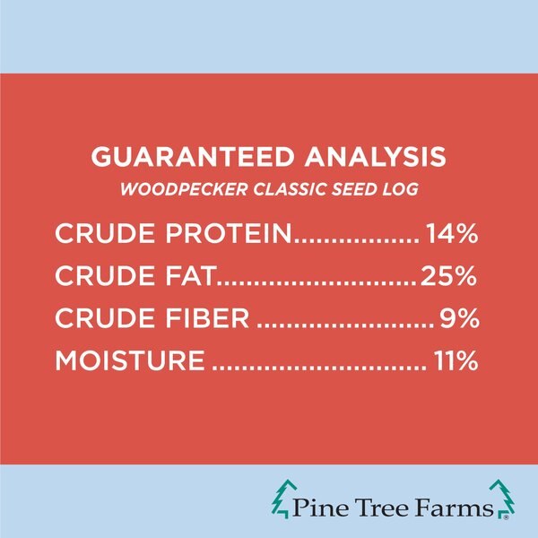 PINE TREE FARMS Woodpecker Classic Seed Log Wild Bird Food, 36-oz tub ...