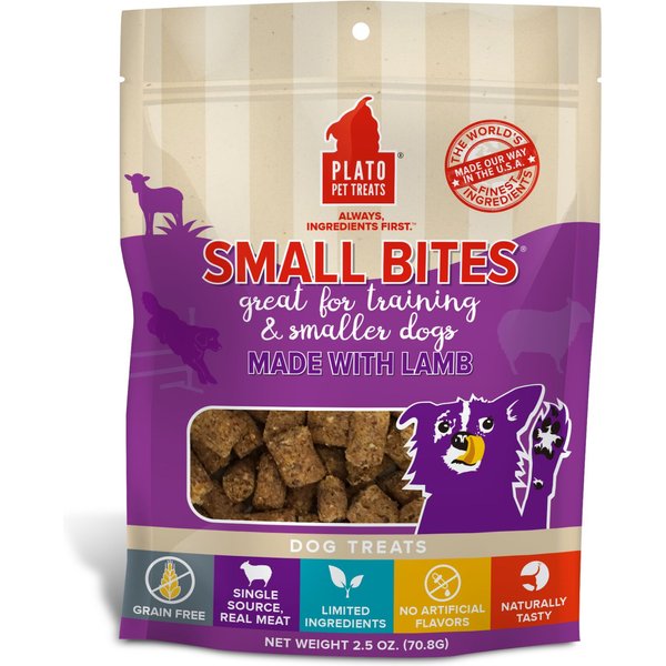 PLATO Small Bites Lamb Dog Soft & Chew Treat, 2.5-oz bag - Chewy.com