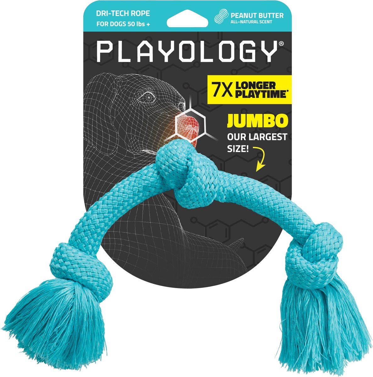 PLAYOLOGY Peanut Butter Scented Dri-Tech Rope Dog Toy, Jumbo - Chewy.com
