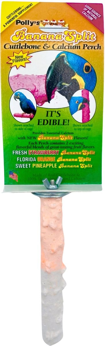 POLLY'S PET PRODUCTS Banana Split Cuttlebone & Calcium Bird Perch ...