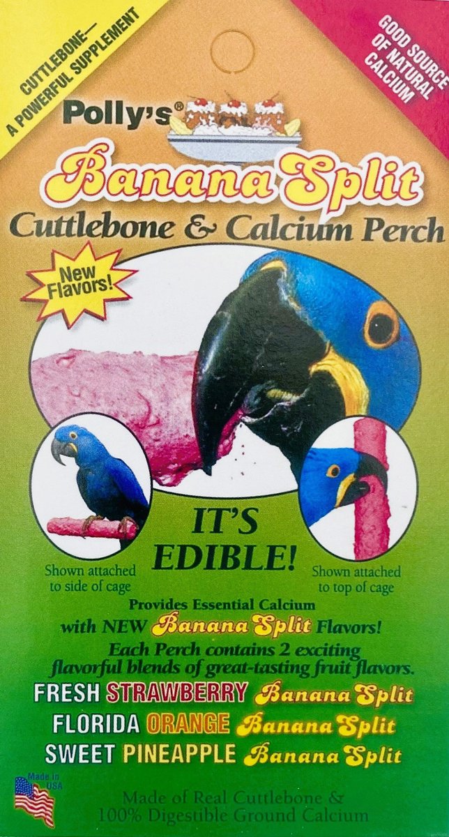 POLLY'S PET PRODUCTS Banana Split Cuttlebone & Calcium Bird Perch ...