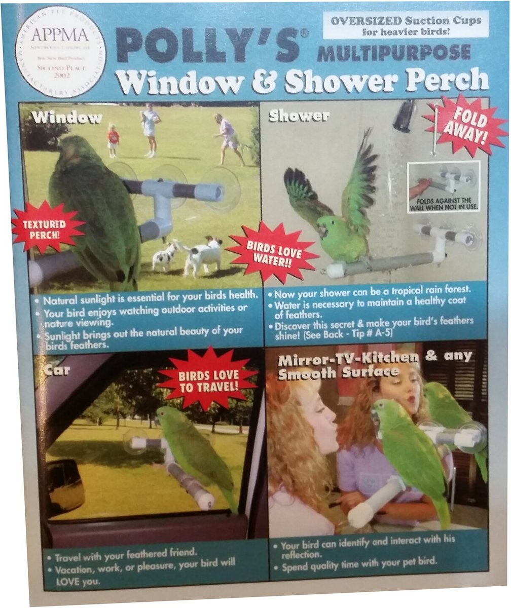 POLLY'S PET PRODUCTS Deluxe Window & Shower Bird Perch, Small - Chewy.com