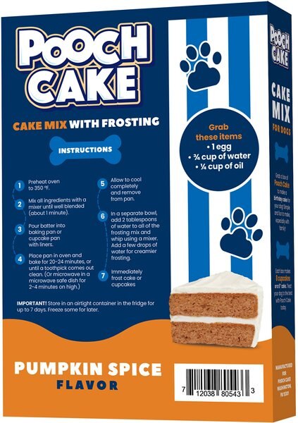 POOCH CAKE Wheat-Free Pumpkin Spice Cake Mix & Frosting Dog Birthday ...