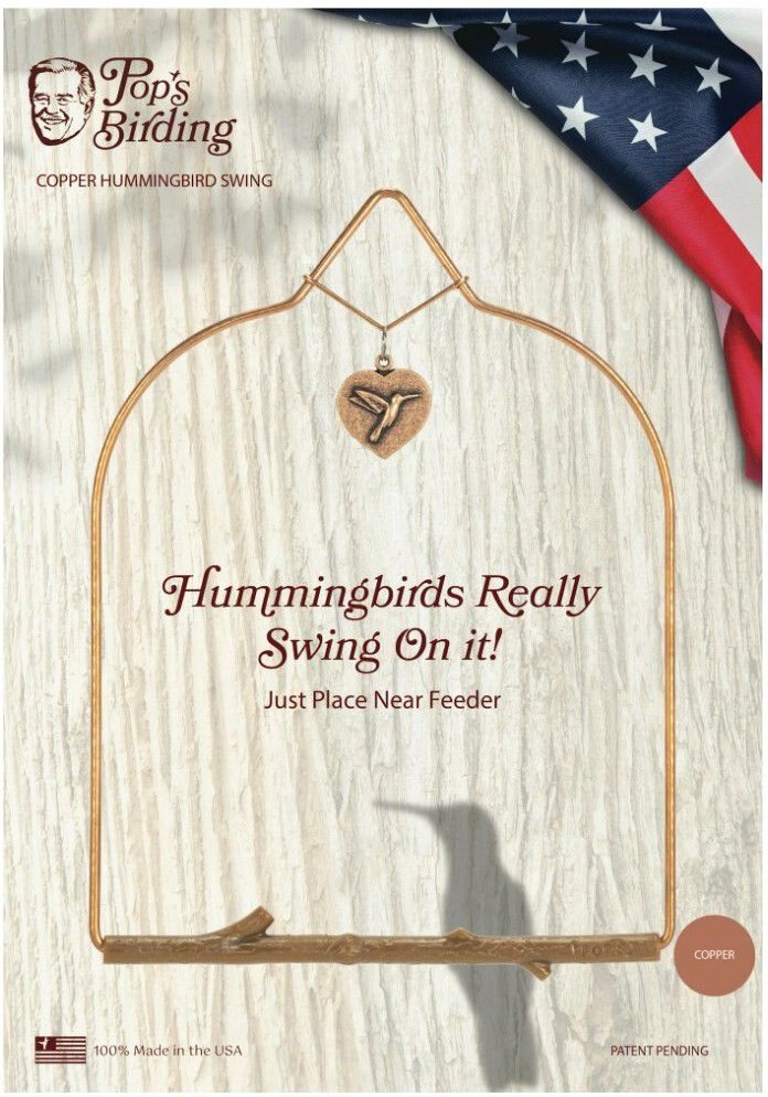 POP'S BIRDING Copper Hummingbird Swing, Bark Brown Perch - Chewy.com