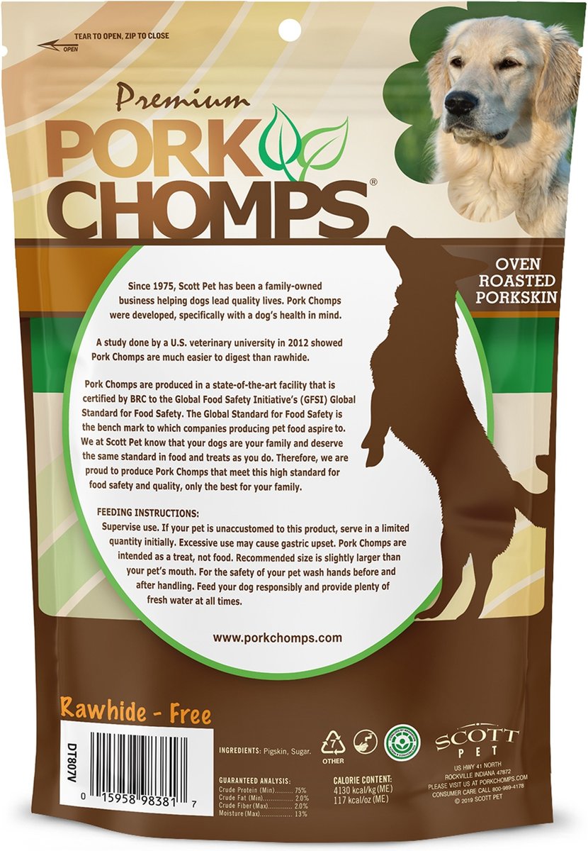 PORK CHOMPS Roasted Twists Dog Treats, Large, 4 count - Chewy.com
