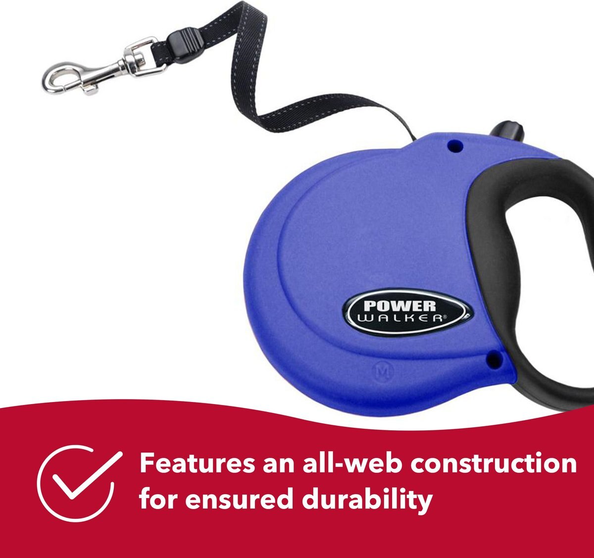 POWER WALKER Retractable Dog Leash, Blue, 16-ft long, 3/8-in wide ...