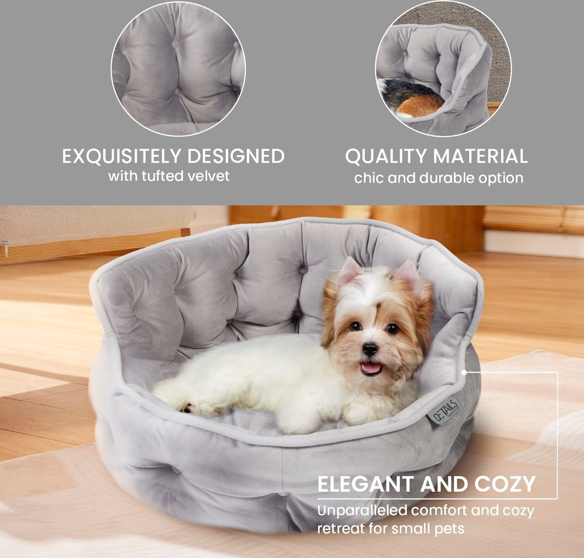 PRECIOUS TAILS Ultra Plush Mini Tufted Velvet Round Bolster Cat & Dog ...